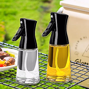 Oil Sprayer for Cooking, 180ml Glass Olive Oil Sprayer Bottle with Brush,Thick Glass, Large Range, Strong Spray Force, Olive Oil Spray Bottle for Cooking, Kitchen Gadgets Accessories for Air Fryer