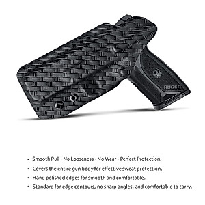Ruger Security 9 Holster, Carbon Fiber Kydex Holster IWB for Ruger Security-9 Pistol Case Inside Waistband - Kydex IWB Holster Ruger Security 9 Gun Accessories (Black, Right)