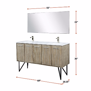 Bell+Modern Fairfield 60 in W x 20 in D Rustic Acacia Double Bath Vanity and Cultured Marble Top