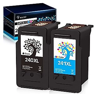 H&BO TOPMAE Remanufactured ink cartridges 240 and 241 Replacement for Canon PG-240XL CL-241XL for PIXMA MG3620 MX532 MX472 MX452 TS5120 MG2120 MG3520 MG3220 MX512 MG2220 Printers (1 Black 1 Tri-Color)