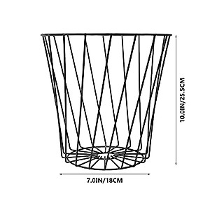 Cabilock Trash Bin Wire Mesh Trash Can Decorative Wastebasket Recycling Bin Iron Waste Paper Basket Garbage Can Container Bin for Office Bathroom Bedroom Black