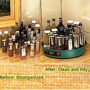 2Pack Lazy Susan Turntable Organizer Round Metal Lazy Susan Storage 12 &10 Inch for Kitchen/Cabinet/Living Room/Bathroom Refrigerator （Green）