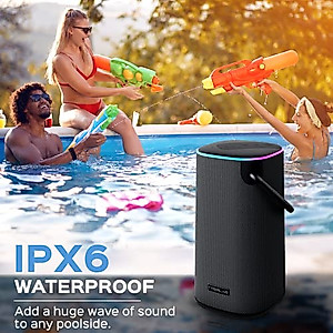 TREBLAB HD-Force - Portable Bluetooth Speaker - IPX6 Waterproof Speakers, Loud 60W Stereo Sound w/Bass, 25H Battery, TWS Mode, Powerbank, RGB LED Light - Wireless Speaker for Outdoor - Graphite