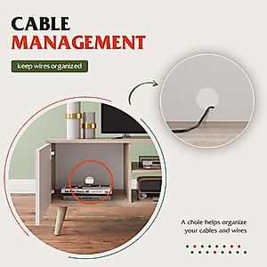 WLIVE TV Stand for 55 60 inch TV, Boho Entertainment Center with Storage Cabinets, TV Console for Living Room Decor, Greige White