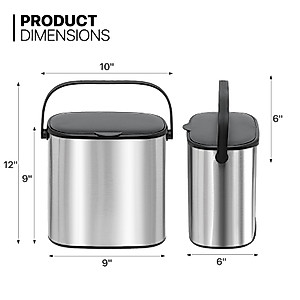 MoNiBloom 1.3-Gallon Small Hanging Trash Can for Kitchen Bathroom Bedroom Living Room Home Office Dorm Fingerprint-Proof Garbage Bin Removable Lid Brushed Stainless Steel 5-Liter