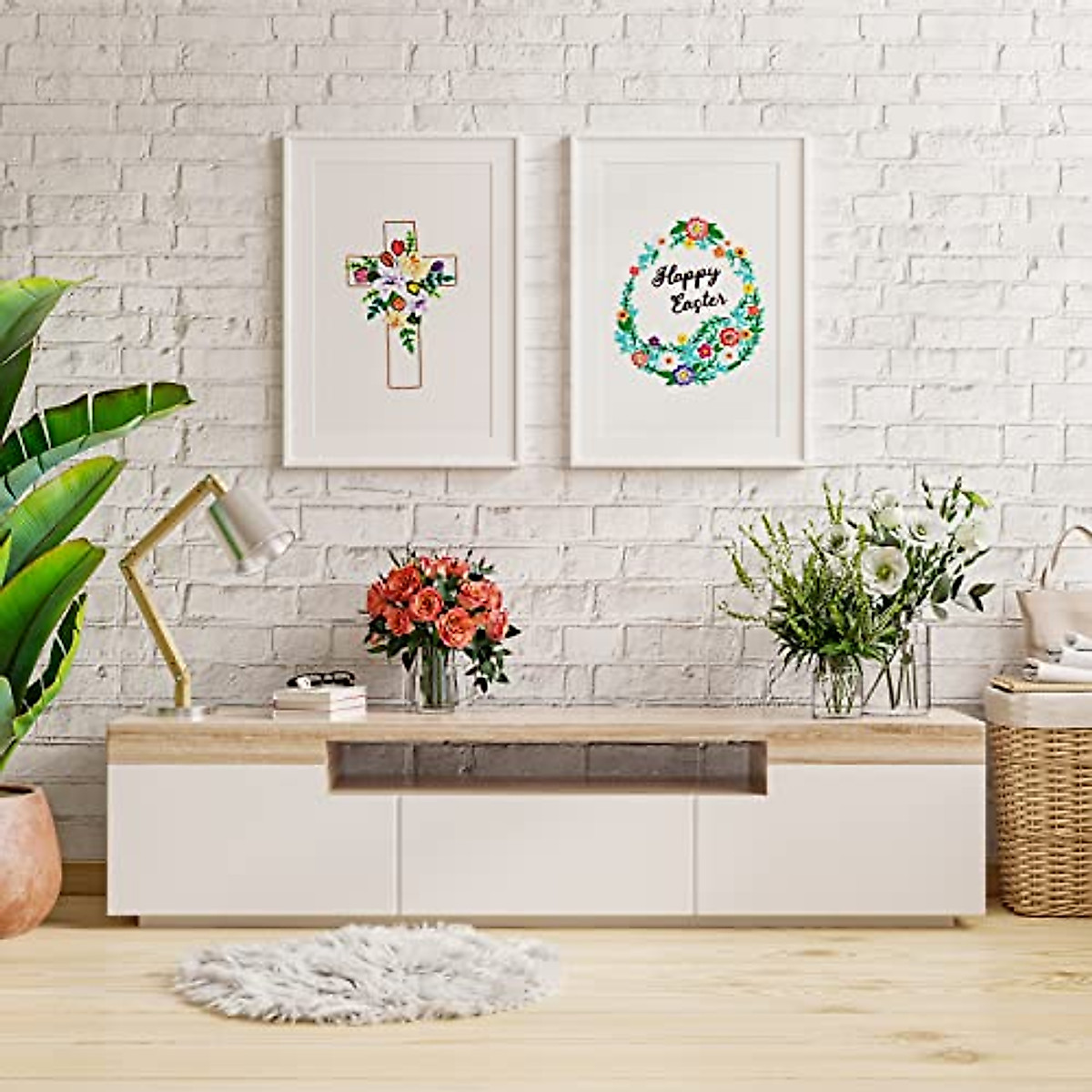 Louise Maelys Cross Lily Pattern Embroidery Starter Kit,Cross Stitch Kits for Adults with Embroidery Hoop Needles Threads Instruction -Easter Jesus