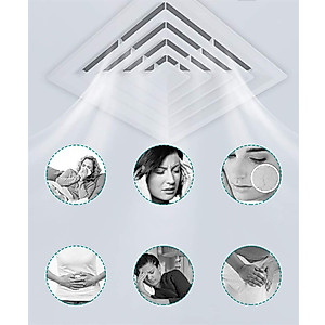 Liveinu Canvas Air Deflector Adjustable Reusable Heat and Air Deflector for Drop Ceiling Vents RV, Home HVAC, AC and Ceiling Registers Air Conditioner Deflector White 11.7"x11.7" Inch