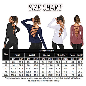 Back Long Sleeve Workout Tops for Women with Thumb Hole Backless Crewneck Gym Yoga Shirts Black