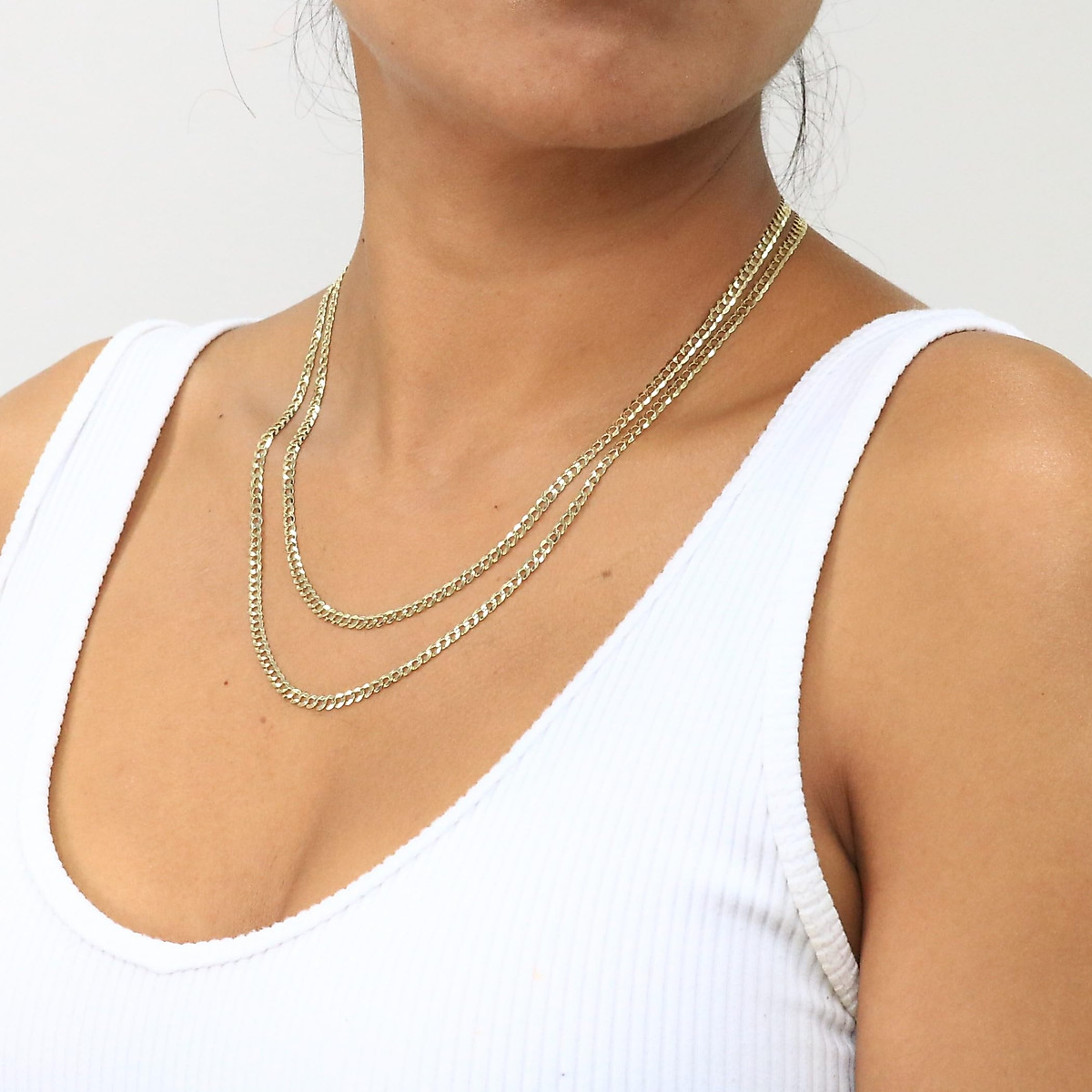 Nuragold 14k Yellow Gold 4mm Solid Cuban Curb Link Chain Pendant Necklace, Mens Womens Jewelry 16" 18" 20" 22" 24" 26" 28" 30"