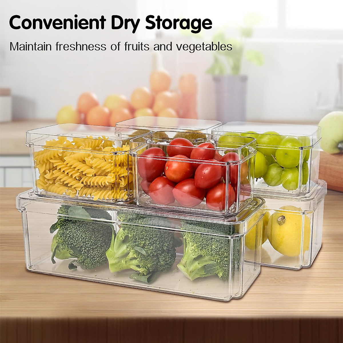 zvopvo Fridge Organizer, Stackable Refrigerator Organizer Bins with Lids, BPA-Free Produce Fruit Storage Containers for Storage Clear for Kitchen, Vegetable Storage [10-Pack]