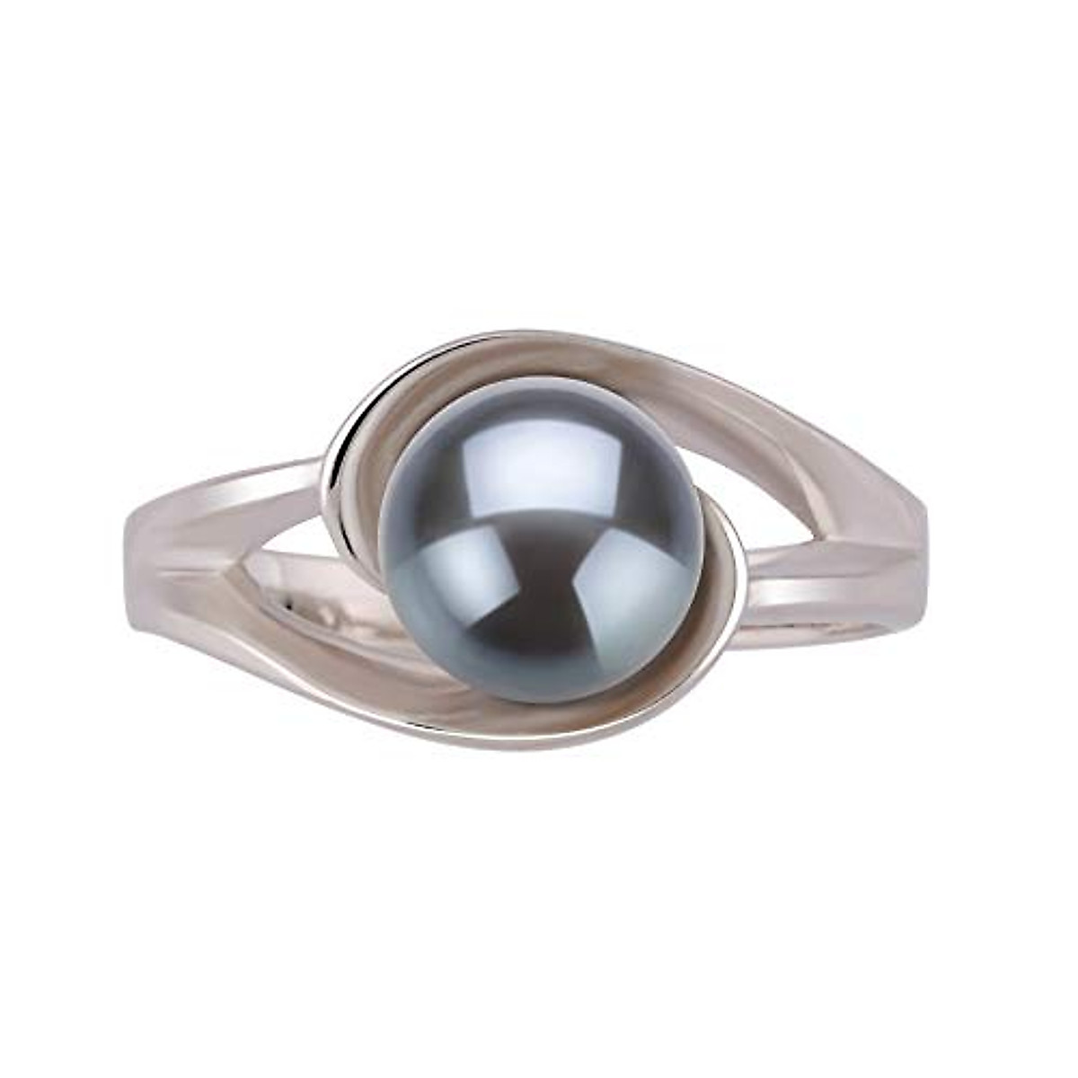 Clare Black 6-7mm AAA Quality Freshwater 925 Sterling Silver Cultured Pearl Ring For Women - Size-8