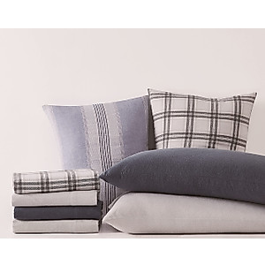 LONDON FOG - King 3 Piece Duvet + Sham Set - Plaid Flannel Collection - Blue Stripe