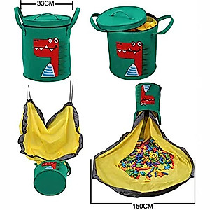 Laundry Hamper with Lid, Cute 3D Animals Waterproof Laundry Basket Collapsible Children Laundry Baskets with Padded Handles for Nursery,Elephants