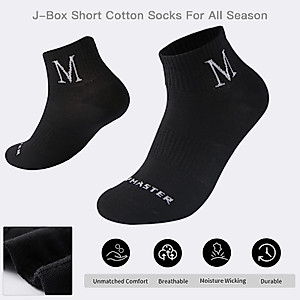 J-BOX 8 Packs Men's Cotton Socks Moisture Control Multi-Pack Running for Men Ankle Socks