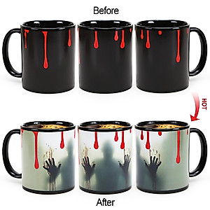 MUGKISS Halloween Coffee Mug, Gift for Fans Who Like Walking Dead,Zombie Coffee Cup Ceramic Heat-Sensitive Color Changing Mug (11oz), Spooky Horror Gifts for Mens