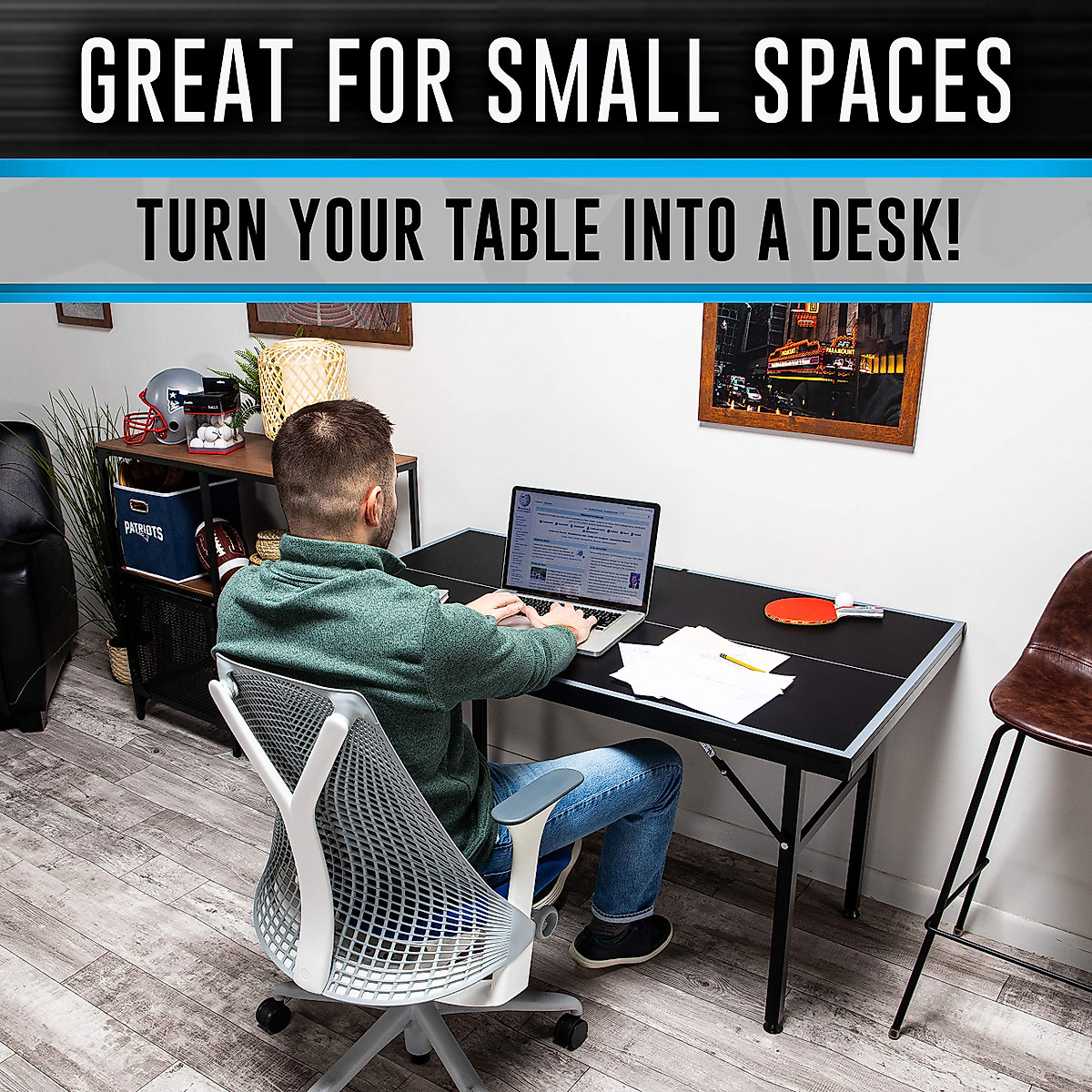 Franklin Sports Mid-Sized Table Tennis Table - Optimum Mid-Size Table - Perfect for Kids or Smaller Rooms - Easy Assembly - Pro Quality - 53" x 29.5", Blue/White