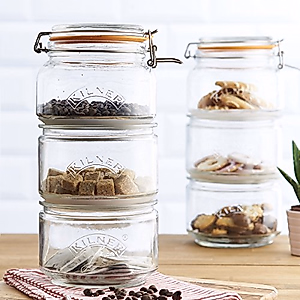 Kilner Stackable Storage Jar Set, 17.5 x 17.5 x 32 cm