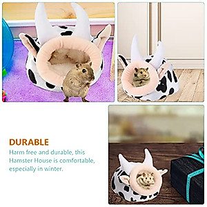 Ipetboom Guinea Pig Habitat Rat House Guinea Pig Hideout Small Animal Pet Bed Hamster Sleeping House Habitat Nest Hamster Warm Hideout Bunny Warm Bed for Small Pet Supplies Stuffed Cow