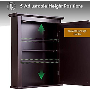 Casart Bathroom Mirrored Wall-Mounted Cabinet, Multipurpose Storage Medicine Cabinet with Single Door & Adjustable Shelf for Bathroom and Bedroom