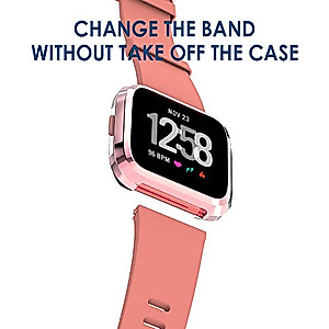 Simpeak 5Pack Soft Screen Protector Bumper Case Compatible with Fitbit Versa Smartwatch, Full Protection, Rose Pink/Clear/Silver/Black/Rose Gold