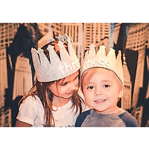 Toddler Third Crown Birthday Gray White Party I am 3 B-Day Hat Girl Boy