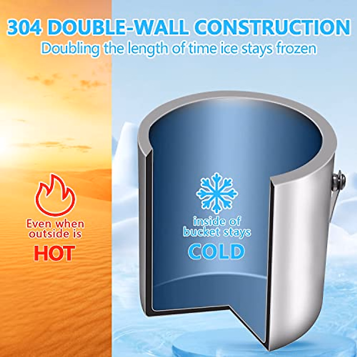 3 Quarts Ice Bucket with Silicone Lid, Ice Tongs and Strainer, Newly Upgraded Silicone Cover Keep Ice Frozen Longer - Ideal for Parties, Cocktail Bar, Chilling Wine, Champagne