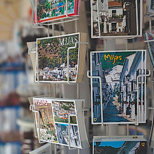 Gisafai 2 Pcs Rotating Countertop Greeting Card Rack White 25'' H x 12'' D 24 Pockets Total Business Metal Wire Rotating Book Rack with Sign Clip for Thrift Retail Grocery Convenience Stores, 3 Tiers