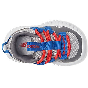 New Balance Baby Boys PLAYGRUV V2 Bungee Sneaker, Grey/True Red, 4 Wide Infant
