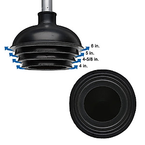 NEIKO 60166A Toilet Plunger with Patented All-Angle Design, Heavy-Duty Toilet Bowl Plunger with Aluminum Handle, Bathroom Necessity , Black, 1-Pack