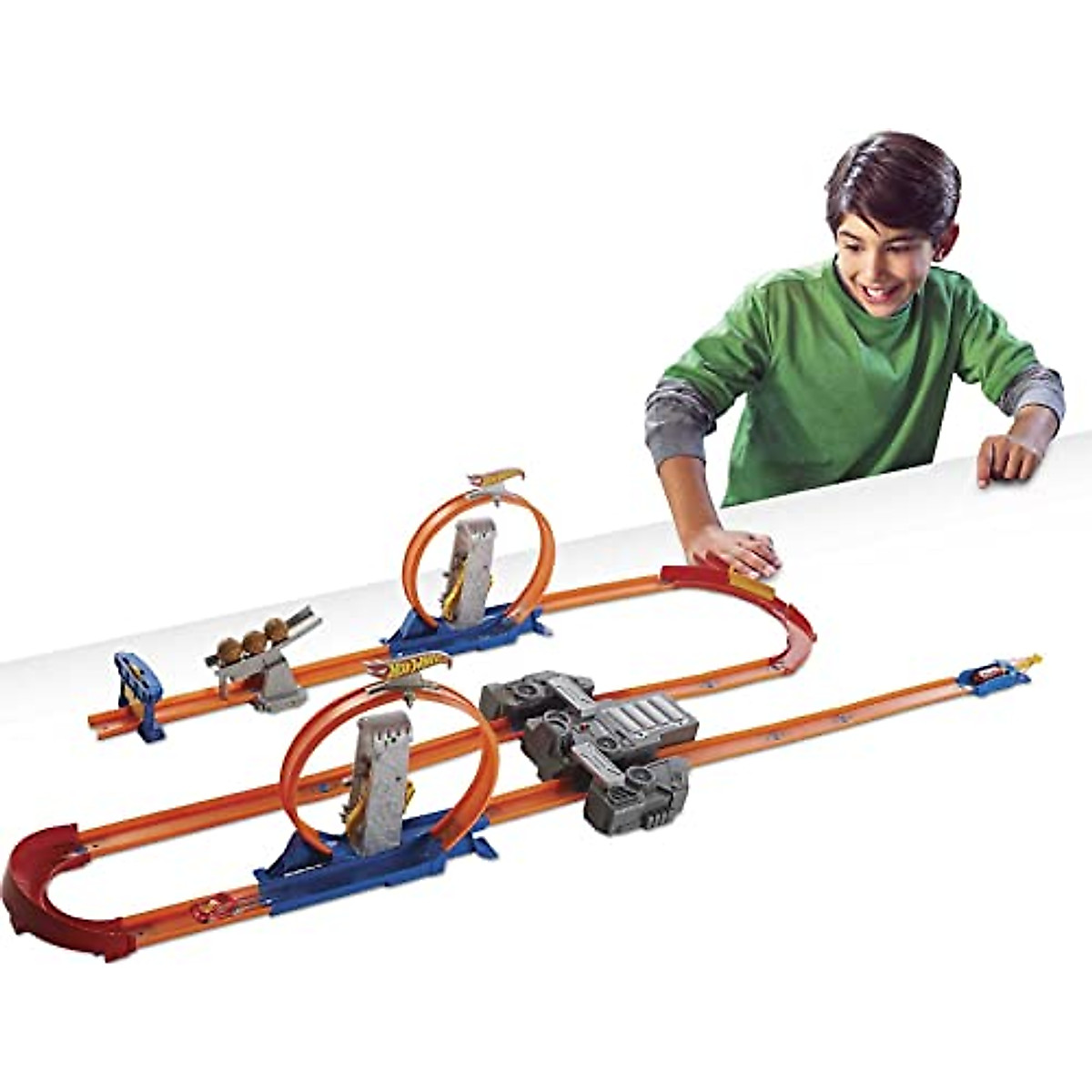 Hot Wheels Track Builder Total Turbo Takeover Track Set, Motorized Playset with Loops & Stunts, Includes 1 Hot Wheels Die-Cast Car, Toy for Kids 6 to 12 Years Old [Amazon Exclusive]