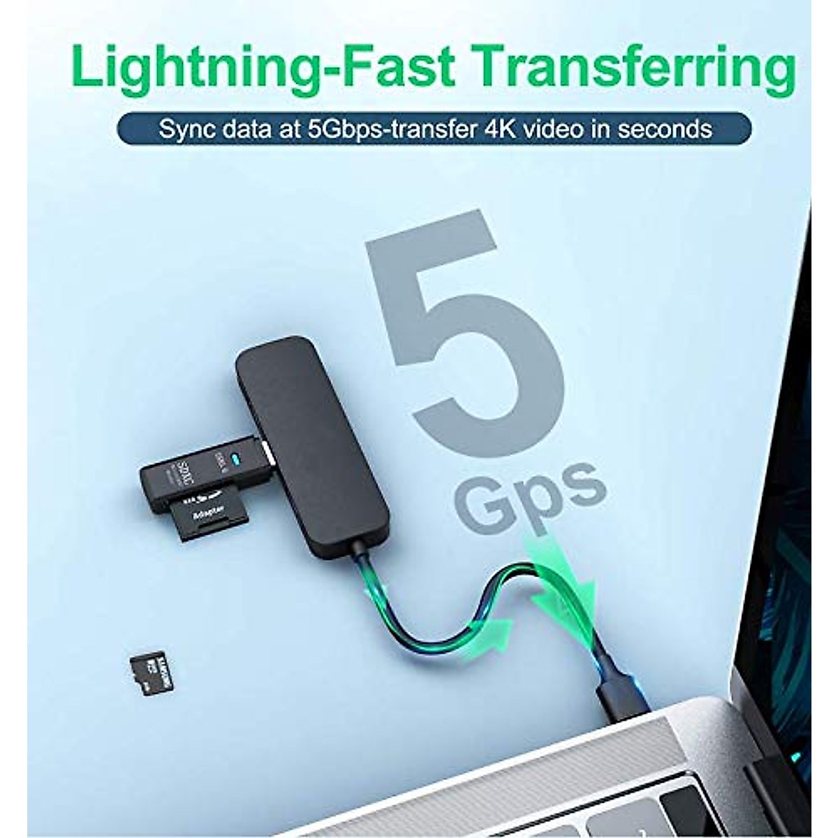 USB 3.0 Hub, VCZHS 4-Port USB Hub 3.0, Ultra-Slim Data USB Hub for Mac and Windows, Ultrabook and Laptop Flash Drive, Mobile HDD USB Hub 3.0