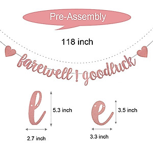YAAXINB WEIANDBO Farewell ! goodLuck Rose gold glitter card paper banner, Pre-Strung Suitable for party decoration such as graduation, job change, moving, going out, and retirement. Rose gold