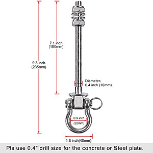 BeneLabel 6Pcs Wood Beam & I-Beam Hanger, Permanent Antirust Stainless Steel Heavy Duty Swing Hooks, Yoga Hammock Chair Sandbag, Swing Sets Hardware, 180° Swing, 7" x M2/5"