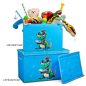 2 pcs of Collapsible/Stackable Toy Storage Organizer, Bins, Large Toy Boxes for Kids, Girls’ Room, Nursery, Playroom with Lids and Handles (Unicorn, Pink)