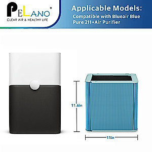 1 Pack 211+ Replacement Filter Compatible with Blueair Blue Pure 211+ Air Puri-fier, H13 True HEPA Filter, Foldable Particle and Activated Carbon Replacement Filter