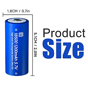 Imren 18500 Rechargeable Batteries, 4PCS IMR 18500 3.7V 1200mAh Rechargeable Battery for Flashlight, Solar Garden Light with Button Top