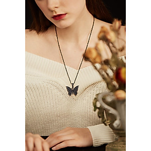 PROSTEEL Big Butterfly Chain Jewelry Womens Necklaces Pendants Woman Stainless Steel Black Necklace for Women Gothic Jewelry