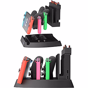Skywin Switch Charging Dock - Charging Dock and Game Holder for Switch Console, Joy-Con Controllers, Switch Pro Controllers, Charging Base and Up to 28 Games