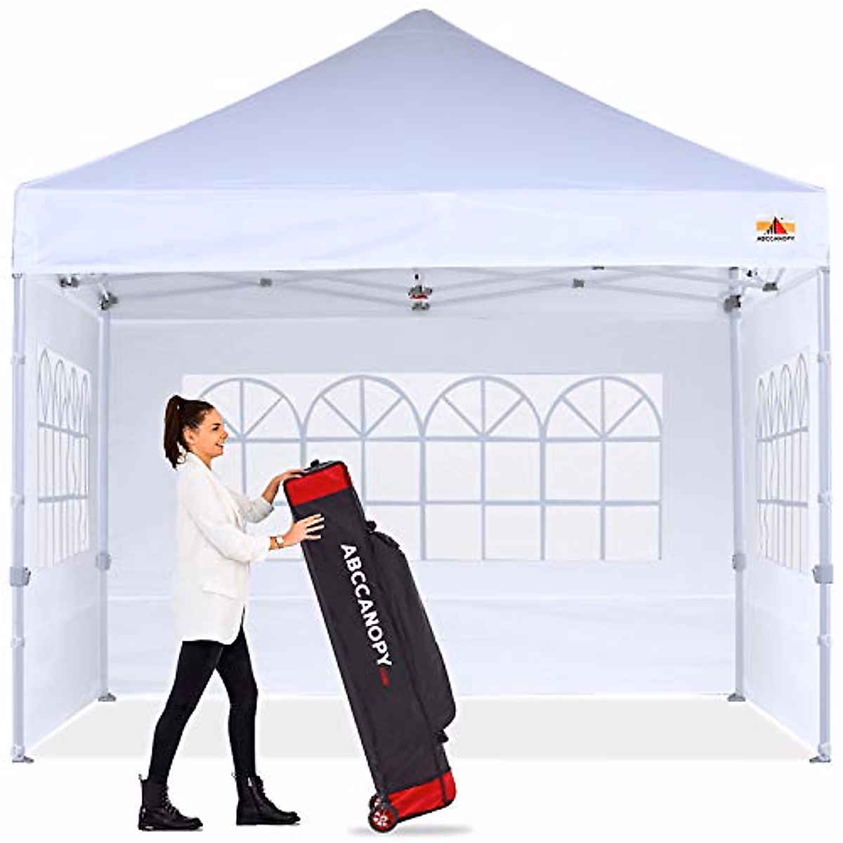 ABCCANOPY Outdoor Winter Gazebo 10x10, Premium Instant Pop Up Canopy Tent with Elegant Church Window,Snow and Rain Protection, Bonus Wheeled Bag,White