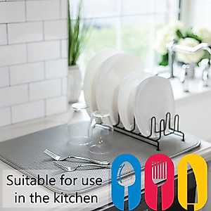 2 Pack Microfiber Dish Drying Mat,Large Absorbent Kitchen Drying Pad,Dishes Drainer Pads for Kitchen Counter,19×14.5 Inch,(Grey/Blue)