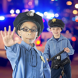 3 Otters 6PCS Police Pretend Play Toy Set for Kids, Toddler Boys Police Costume Including Metal Handcuffs Police Badge Baton Sunglasses Whistle, Christmas Stocking Stuffers for Boys