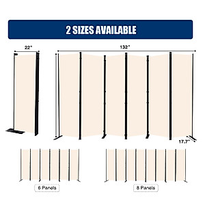 Room Divider and Folding Privacy Screens， 6 Panel Wide Room Divider Wall Screen for Room Separtition, Partition Room Dividers Fabric Panel Wall Dividers Freestanding for Office, Bedroom, Studio Dorm
