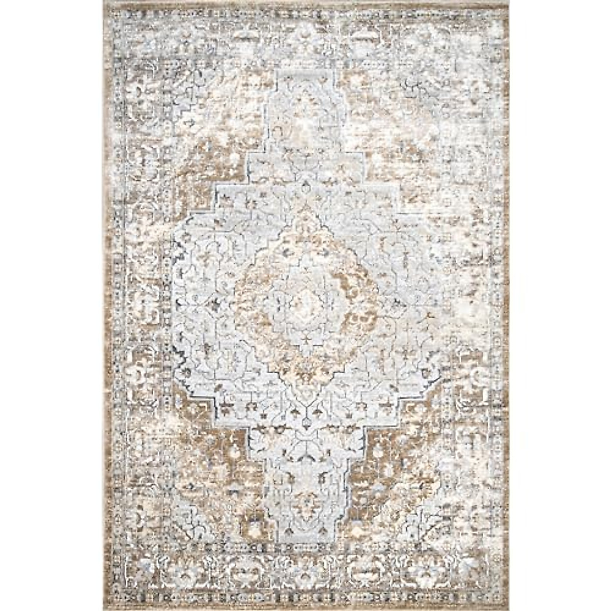 nuLOOM Vintage Medallion Thea Area Rug, 6' 7" x 9', Beige