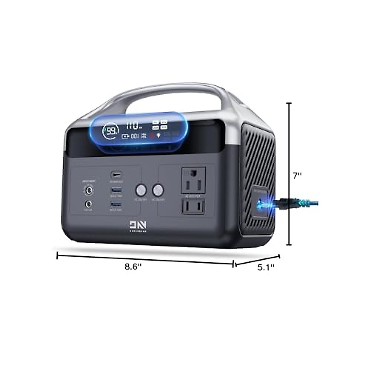 DaranEner Portable Power Station 56000mAh, 179.2Wh LiFePO4 Battery Backup w/ 2 300W (Peak 600W) AC Outlets, 1.5hrs Fast Charging, Power Bank for Hurricane Emergency/Outdoor Camping/RVs/Home Use