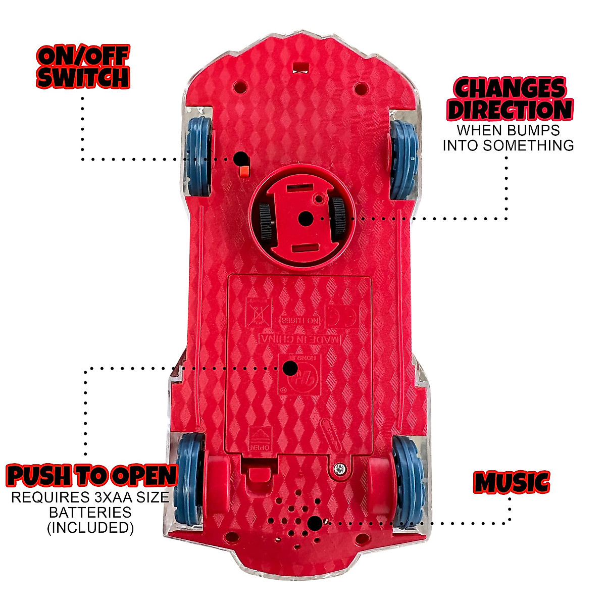 Light Up Transparent Gear Racer Toy Car for Kids, Bump and Go Toy car with Colorful Moving Gears, Music, and LED Effects, Fun Educational Toy for Kids, Great Birthday Gifts For kids 3 years and older