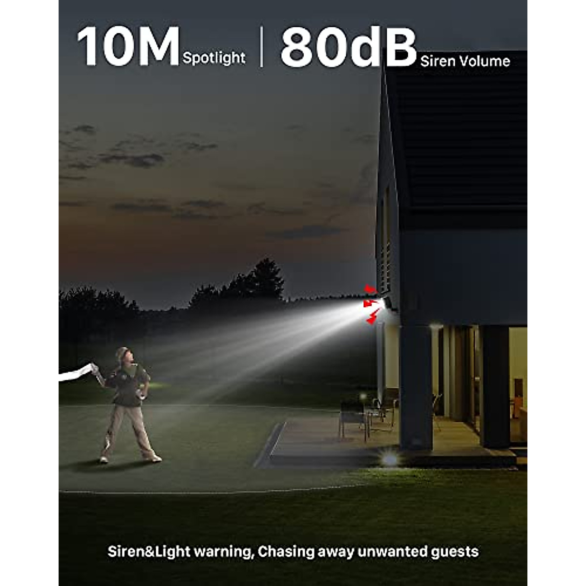 IHOXTX Security Cameras Wireless Outdoor, Flood Light Solar Cameras for Home Security, Home Camera with Color Night Vision, PIR Human Detection, 2-Way Talk, IP66 Waterproof (2Packs-Black)