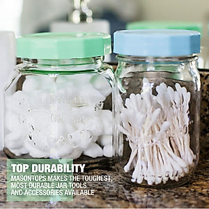 Masontops Tough Tops - Ball Regular Mouth Mason Jar Lids Plastic Leakproof - BPA-Free Multi Colored Plastic Mason Jar Lids - Reusable Dry Canning Lids fit Ball Jars (Ball Mason Jars not included)