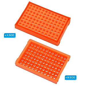 PATIKIL 96 Wells PCR Tube Rack for 0.2ml Test Strips Tubes, 2 Pcs Waterproof Tubes Filling Tray Centrifuge Tube Holder, Yellow, Orange