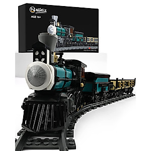 Nifeliz TH10 Steam Train Building Kit and Engineering Toy, Collectible Steam Locomotive Display Set, Train Set with Train Track, Top Present for Train Lovers (560 PCS)