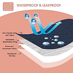 ACRABROS Pack and Play Sheets Fitted-2 Pack Waterproof Pack n Play Sheet,Mini Crib Mattress Pad Protector,Universal Fit Quilted Padded Ultra Soft, Gray & Navy Blue